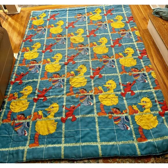 Bedding | Vintage Sesame Street Childrens Blue Twin Comforter Elmo Big ...